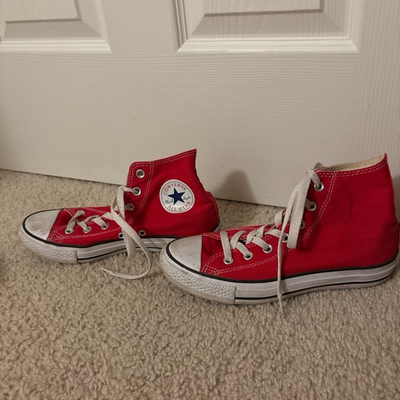 Converse | Shoes | Converse Red Hightop Sneakers | Poshmark